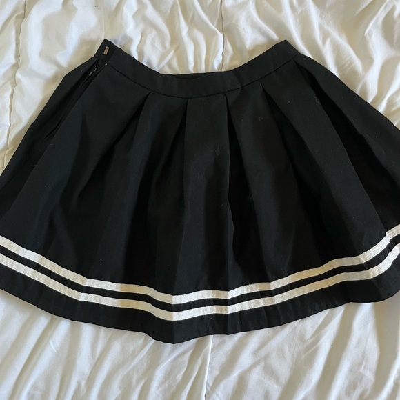 Hot Topic | Skirts | Hot Topic Black Skater Skirt With White Stripes ...